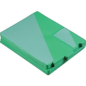 Smead End Tab Poly Out Guide, Two-Pocket Style, Center Position Tab, Extra Wide Letter Size, Green, 50 per Box (61962)