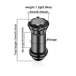 Gnoliew 2Pcs Stainless Steel Ear Gauges Tunnels Plugs Body Piercing Fixed with Rubber Band(Black4mm)