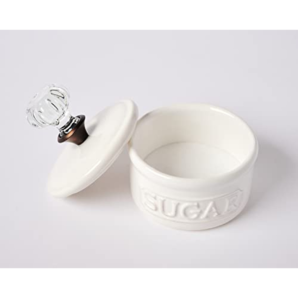 Mud Pie Door Knob Sugar Bowl, White 5.85H X 6.7L X 6.35W