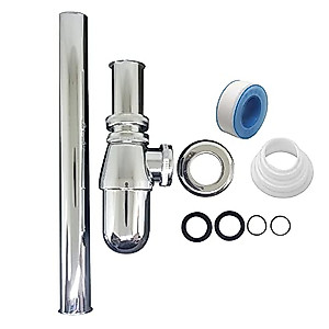 Chrome Bathroom Basin Sink Bottle Trap Waste Pipe 1-1/4 inch Slip Inlet Drain Tube Kit …