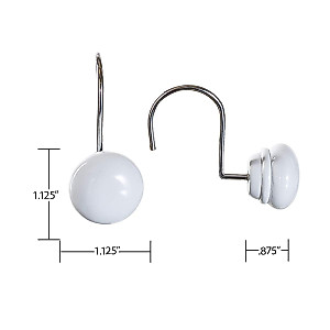 Creative Scents White Shower Curtain Hooks - Set of 12 White Shower Curtain Rings for Bathroom Shower Rod - Decorative Shower Hooks for Shower Curtain - Sturdy Easy to Glide Shower Rings for Curtain