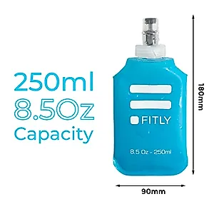 FITLY Soft Flask - 8.5 oz (250 ml) - Shrink As You Drink Soft Water Bottle for Hydration Pack - Folding Water Bottle Ideal for Running, Hiking, Cycling, Climbing & Rigorous Activity (FLASK250)