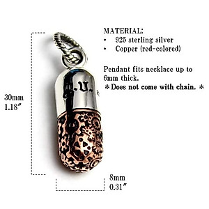 COSUMOSU Capsule Pendant 925 Sterling Silver Medicine Pill Jewelry for men for women