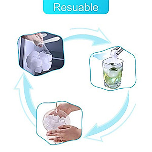 VOJP Reusable Ice Cubes Plastic Whiskey Stones to Keep your Drinks such as Lemon Wine Cold Longer Good for Party and Wedding Filled with Pure Water Comes in White Clear Color (60 Packs)