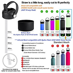 Straw Lid for Hydro Flask 32 40 OZ Wide Mouth, Straw Lid for Hydro Flask 32OZ 40OZ Water Bottle, Replacement Straw Cap for Hydroflask, Lids with Straw Sport Cap, Black Lid Bottom Boot Set