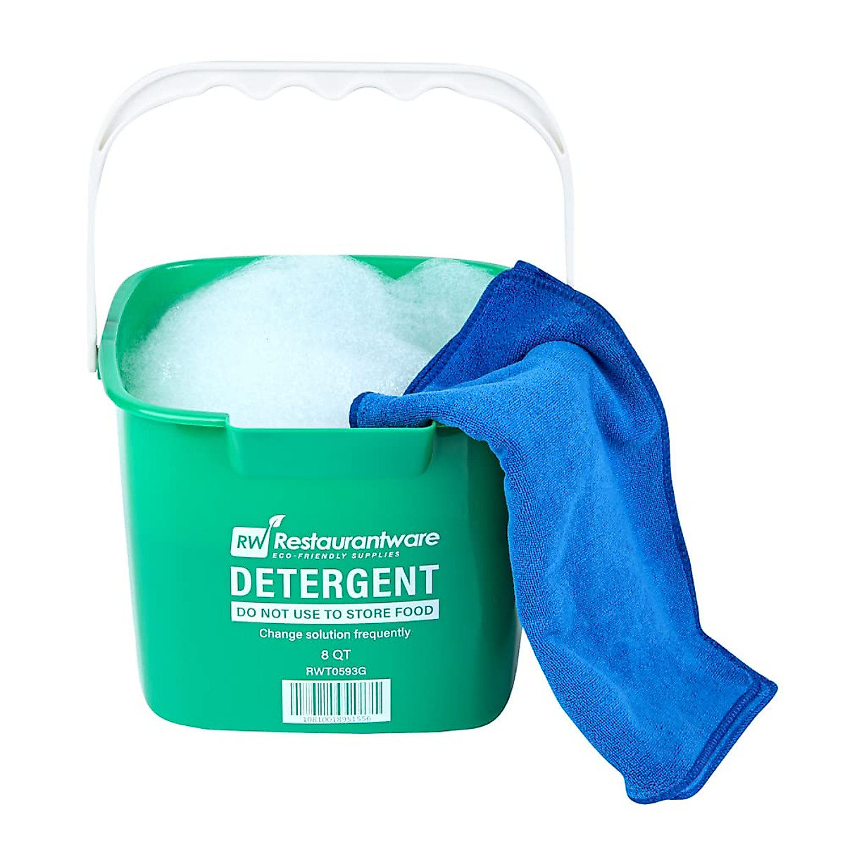 Restaurantware-RW Clean 8 Quart Cleaning Bucket, 1 Detergent Square Bucket - With Measurements, Built-In Spout And Handle, Green Plastic Utility Bucket, For Home Or Commercial Use,