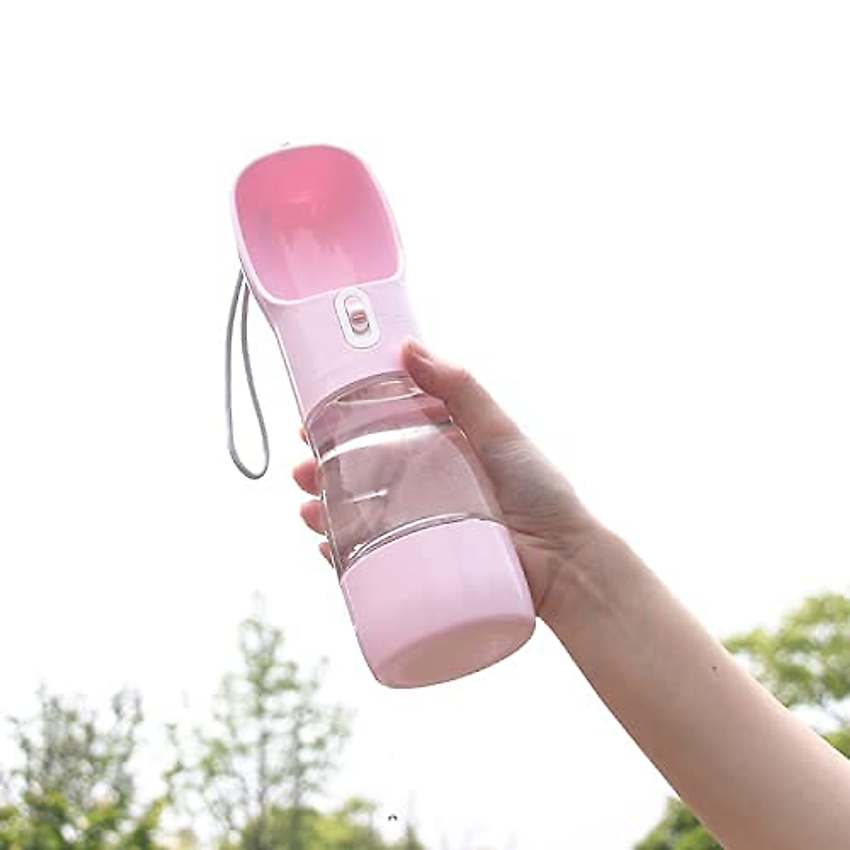 madeking Dog Water Bottle Portable Pet Water Bottle Leak Proof Dog Water Dispenser and Food, Lightweight Dog Travel Water Bottle Bowl for Walking and Trave (Pink)