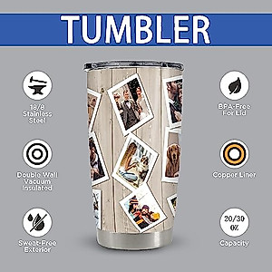 Personalized Tumbler with Pictures for Men Women,Custom Insulated Travel Mug with Lid,20oz Stainless Steel Coffee Cup Gifts for Father's Day Mother's Day Birthday Anniversary-12 Photos