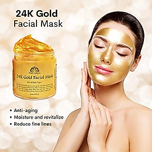 White Naturals 24K Gold Facial Mask, Anti-Aging Gold Face Mask For Flawless & Moisturizes Skin, Helps Reduces Wrinkles, Fine Lines & Acne Scars, Removes Blackheads, Dirt & Oils