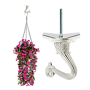 Saim Swag Ceiling Hooks and Hardware,Ceiling Toggle Hook for Hanging Plants Ceiling Installation Cavity Wall Fixing - Silver(Set of 2)