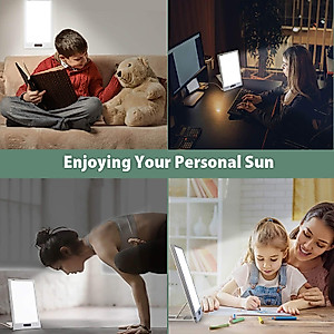 Light Therapy Lamp UV-Free 12000 Lux with Sunrise Sunset Simulation, Wake-up Light with 40 Level Adjustable Brightness, 5 Timer Function, Full Spectrum LED Sunlight for Home Office
