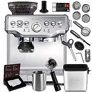 Breville BES870XL Barista Express Espresso Machine Brushed - Stainless Steel + Manufacturer's Warranty + Knock Box Mini