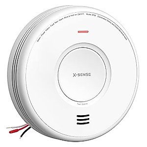 X-Sense AC Hardwired Combination Smoke and Carbon Monoxide Detector, Hardwired Interconnected Smoke and CO Detector Alarm with Replaceable Battery Backup, XP06, 1-Pack