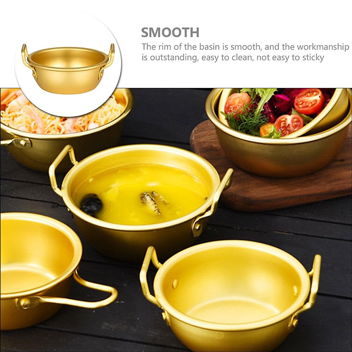 Yardwe Korea Ramen Pot Fast Noodles Cooking Pots Soup Stew Pot Stockpot Alluminum Ramyun Pot with Handles Camping Cookware for Pasta 12.5cm