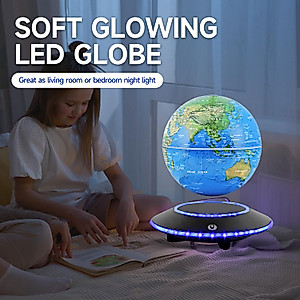Magnetic Levitating Globe,Cool Gadgets Auto- Rotating Globes Floating Globe World Map Office Decor with LED Light Base for Children Educational Gift Home Office Desk Decoration (6 Inch)
