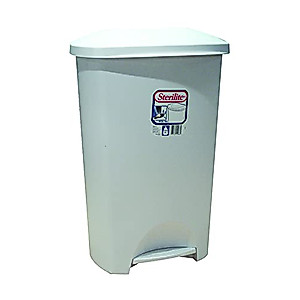 STERILITE FBA_Sterilite - 10968004 Step-on Wastebasket, 11 gal Capacity - Solid Color with White Lid