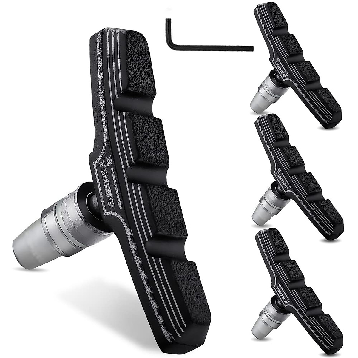 Hapleby 4PCS Premium Bike Brake Pads, Professional Mountain Bicycle V-Brake Pads, Bike Brake Blocks Kit, for Free Hex Wrench