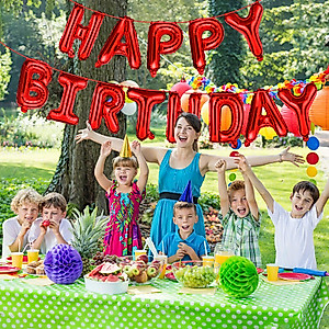 3D Red Happy Birthday Balloons Banner 16 Inch Mylar Foil Balloon Letters Balloons Red Aluminum Foil Letters Sign Bunting Reusable Party Decor for Kids Boys Men Women Adult Baby Shower Party Supplies