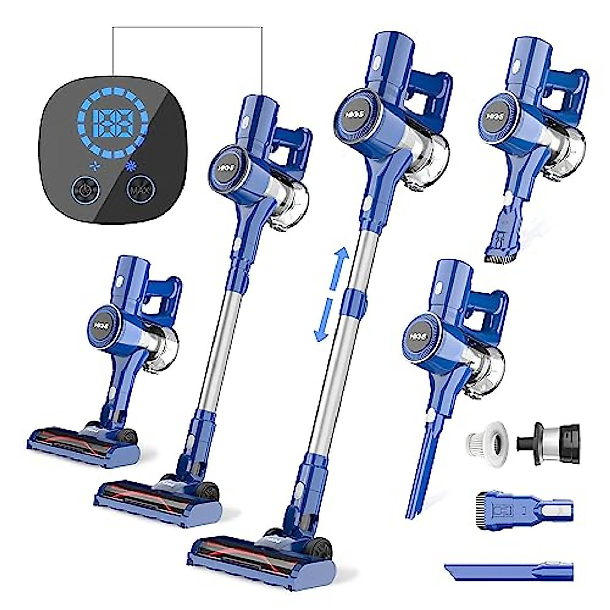 Vacuum Cleaner,Huije 380W 28Kpa Cordless Stick Vacuum for Home,6-in-1 Rechargeable Vacuum with LED Display,45mins Max,Lightweight Vacuum with LED Headlights for Hardwood Floor Low-Pile Carpet Pet Hair