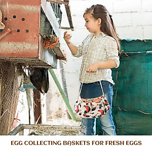 2 Pieces Egg Bags Egg Basket Mini Egg Collecting Basket Egg Gathering Basket with 7 Pouches for Farmhouse Chicken Hen Duck Goose Housewife Garden Transporting Storage, 8 x 2.6 Inch (Cute)