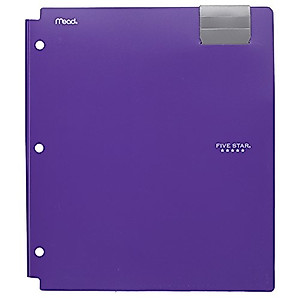 Five Star 4-Pocket Folders, Folders with Pockets, Fits 3 Ring Binder, Plastic, Teal, White, Purple, Lime, 4 Pack (73274)