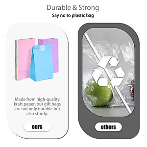 VGOODALL 24PCS Colored Paper Bags, Party Favor Treat Bags with Stickers Goodie Bags 8 Colors for Wedding Birthday Baby Shower 8.7”x 4.7”x 3”