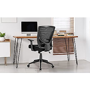 ELABEST Office Chair Ergonomic Desk Chair, Swivel Task Chair with Adjustable Armrest, Soft Sponge Cushion, Lumbar Support, Mid Back Mesh Computer Chair