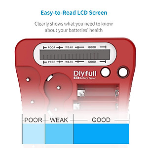 Dlyfull Battery Tester, LCD Display Universal Battery Checker for AA AAA C D 9V CR2032 CR123A CR2 CRV3 2CR5 CRP2 1.5V/3V Button Cell Batteries, 1x AAA Batteries Included