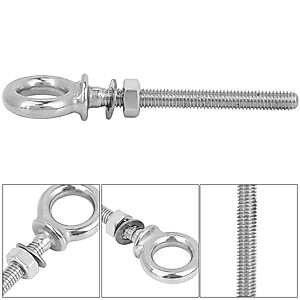 Jerliflyer Long Eye Bolt, 316 Stainless Steel Smooth Edge Heavy Duty Long Eye Bolt Screw Loop Hole Lightweight Lifting Long Eye Bolt for Ships, Trucks, Caravan(ZWS6705-6)