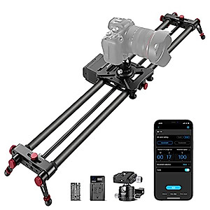 NEEWER 47.2”/120cm Motorized Camera Slider, App Wireless Control Carbon Fiber Dolly Rail Slider, Support Video Mode, Time Lapse Photography, Horizontal, Tracking and 120° Panoramic Shooting (ER1-120)