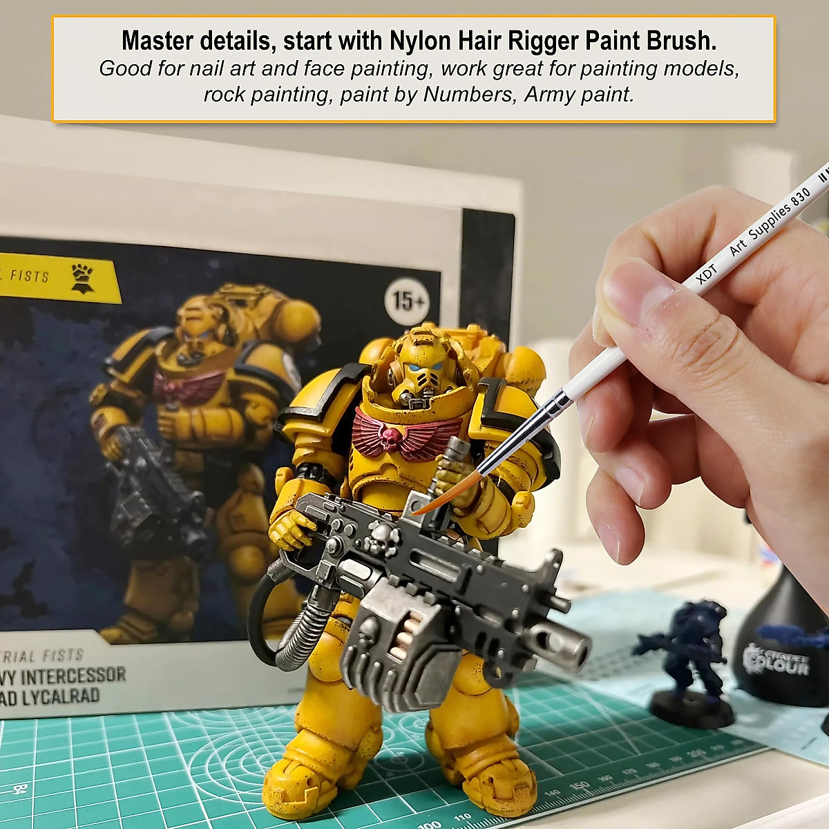 XDT#830 Rigger Artist Paint Brush 6 Piece Set Extra Long Fine Point Liner Tip #000#00#0#1#2#3, Scale Models Nail Acrylic Oil Watercolor