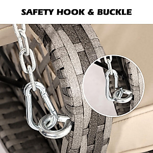 Decomax Wicker Hanging Porch Swing Chair 3-Seats Outdoor Gray Rattan Patio Swing Lounge with Cushions Cupholders Capacity 660lbs for Garden, Balcony, Living Room (Porch Swing with Armrest Pillows)