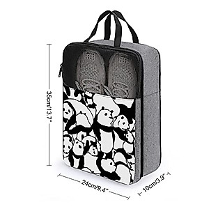 Frcavbin Lovely Panda Travel Shoe Bag Shoes Carrier with Handle and Zipper Foldable Shoe Puches Organizer for Home storage School starts