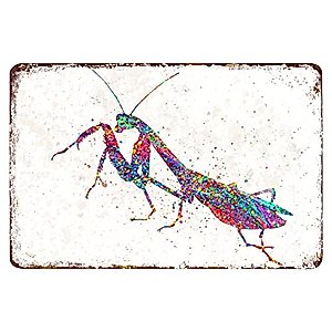 Metallic Wall Art Decor Metal Abstract Art Wall Decor Praying Mantis Poster Insect Print Picture Abstract Praying Mantis Art Wall Decor Gift Metal Wall Art Decor,12X16 In/30X40Cm Metal Art Wall Decor