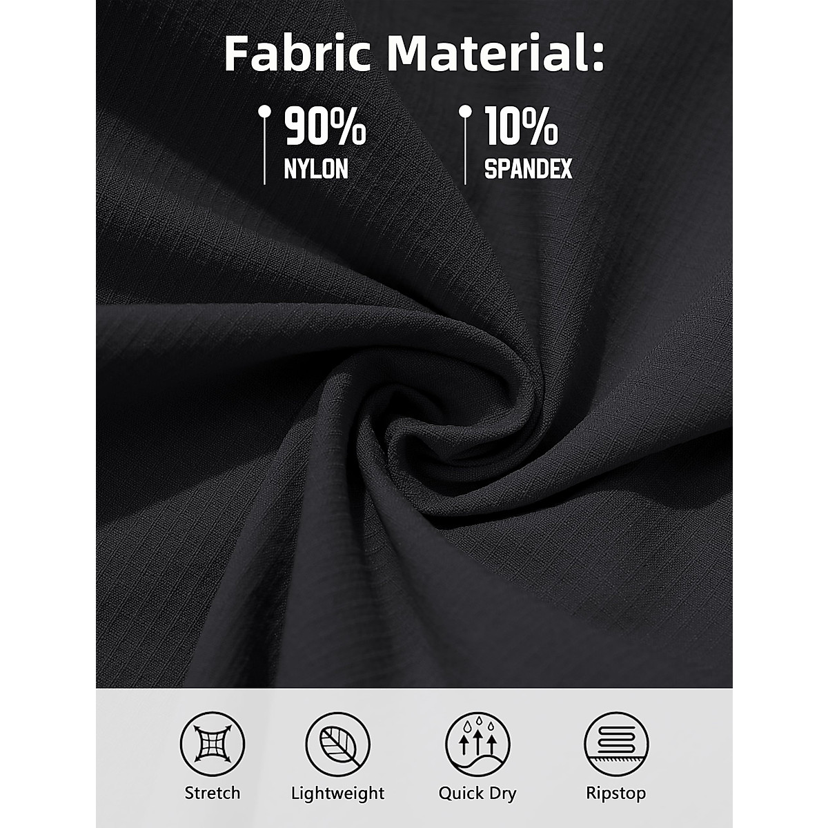 MAGCOMSEN Athletic Shorts for Men with Pockets 3/4 Casual Cargo Shorts Running Shorts Cropped Pants Hiking Fishing Shorts for Men Black