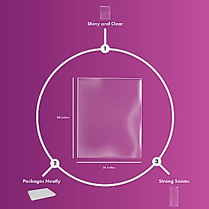 Purple Q Crafts Shrink Wrap Basket Bags 10 Pack For Gift Baskets Clear cellophane PVC Shrink Bags 24"X 30"