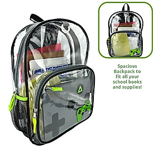 RALME Boys Clear Backpack for School, 16 inch Stadium Approved Transparent Bag with Matching Gaming Pencil Pouch, 3 Piece Set