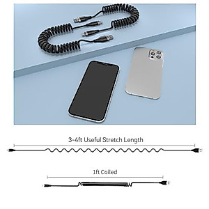 Coiled Lightning Cable [2Pack 4Ft] iPhone Charger Cable for Car MFi Certified Nylon Braided Retractable Fast Charging Cord with iPhone14/13/12/11 Pro Max/SE/XS MAX/XR/XS/X/8/7/Plus/6S iPad/iPod/iPads