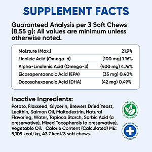 Omega 3 Fish Oil for Dogs Chews - Dog Skin & Coat Supplement for Itch Relief, Hot Spot Treatment - USA Product - Salmon Oil for Dogs Itching Skin Relief, Shedding, Hip & Joint Health - 120 Soft Treats