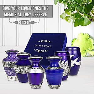 Keepsake Urns, Purple Urns Set of 6, Set of Six Keepsake Urns, Hand Crafted in India by Small Family Business.