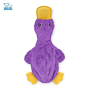 Best Pet Supplies Crinkle Dog Toy for Small, Medium, and Large Breeds, Cute No Stuffing Duck with Soft Squeaker, Fun for Indoor Puppies and Senior Pups, Plush No Mess Chew and Play - Light Purple