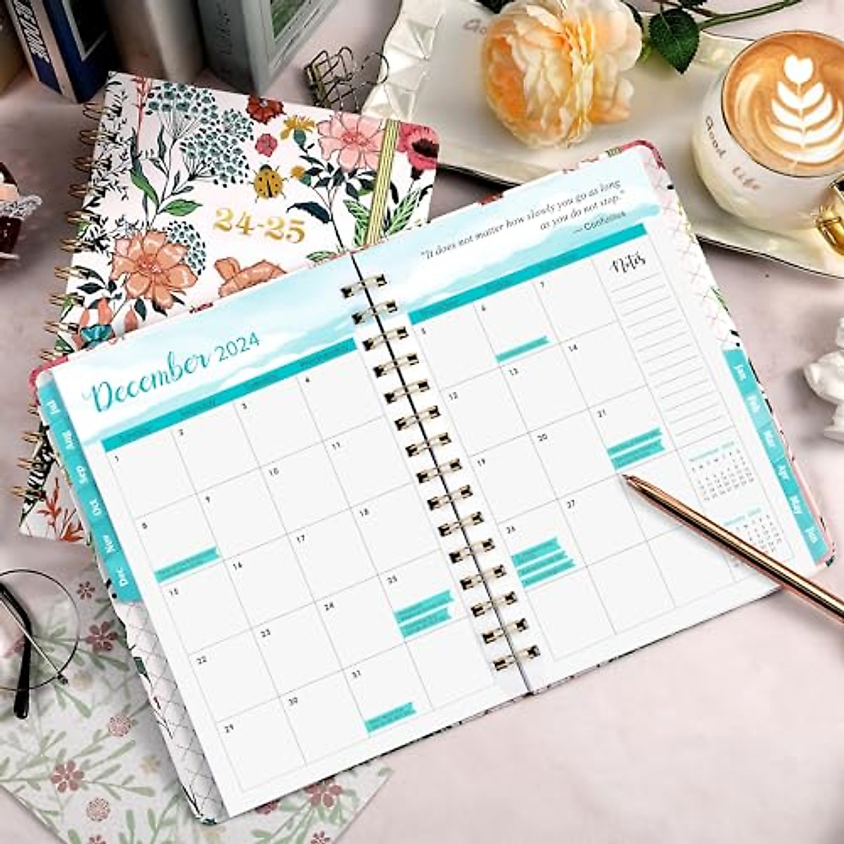 2024-2025 Academic Planner – Weekly ＆ Monthly Planner from Jul. 2024 – Jun. 2025, 6.4" x 8.5" with Tabs, Flexible Hardcover, Thick Paper, Strong Twin-Wire Binding, Back Pocket, Inspirational Quotes