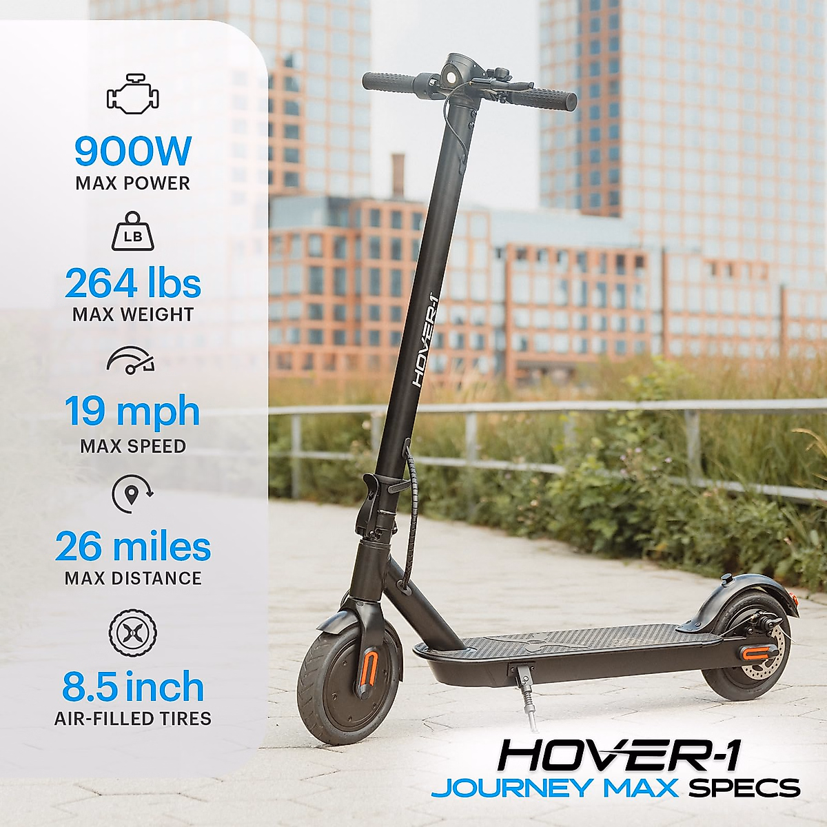 Hover-1 Journey Max Adult Electric Scooter with 700W Brushless Dual Motor Hill Climber, 19 mph Max Speed, and 26 Mile Range