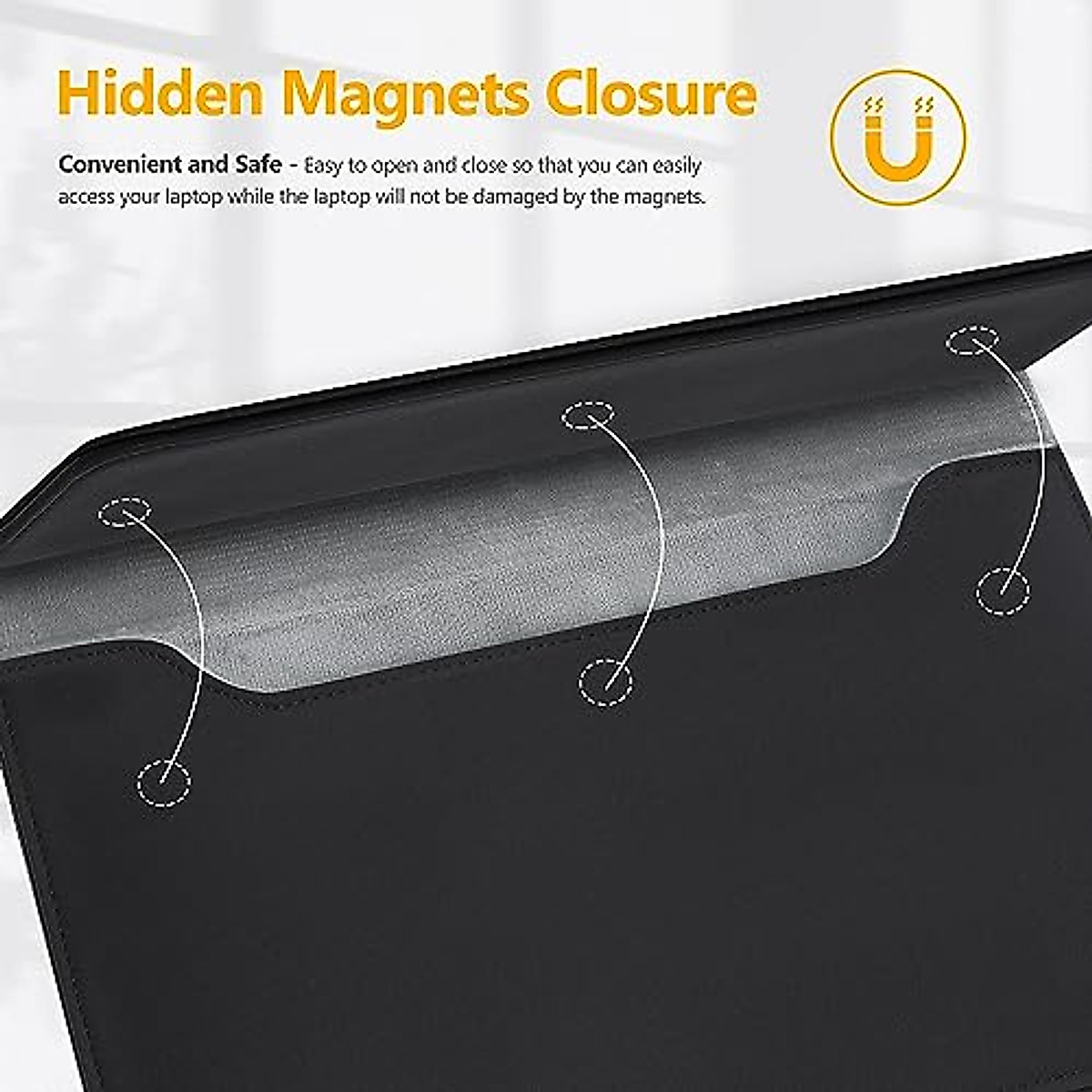 HYZUO 13.3-14 Inch Laptop Sleeve Case Compatible with MacBook Pro 14 M2/M1 Pro/Max A2779/A2442 2021-2023, MacBook Air 13 Inch 2010-2023, Faux Suede Leather Case with Accessory Bag, Black