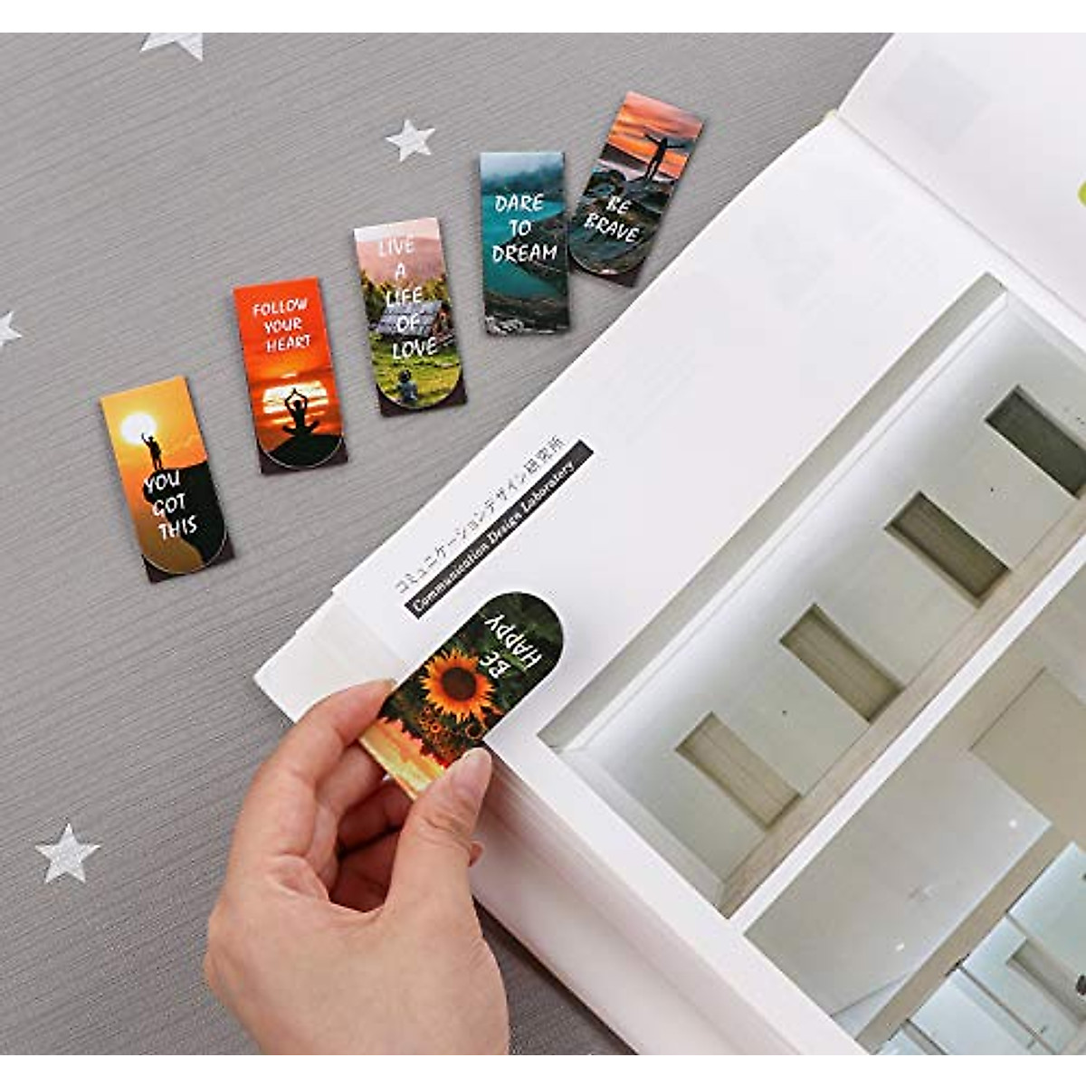 Magnetic Bookmarks,46PCS Inspirational Slogan Nature Scenery Pattern Bookmarks, Encourage Yourself Book Mark for Book Lovers,Women, Man, Kids,Gift, Tudents, Teachers, School, Home(2.4 x 1 inch)