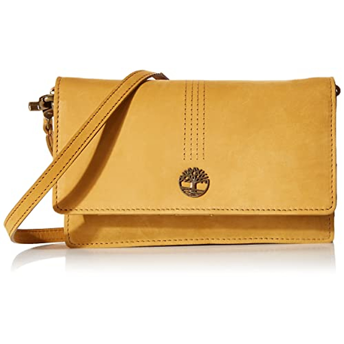 Timberland womens Wallet Purse RFID Leather Crossbody Bag, Wheat (Nubuck), One Size US