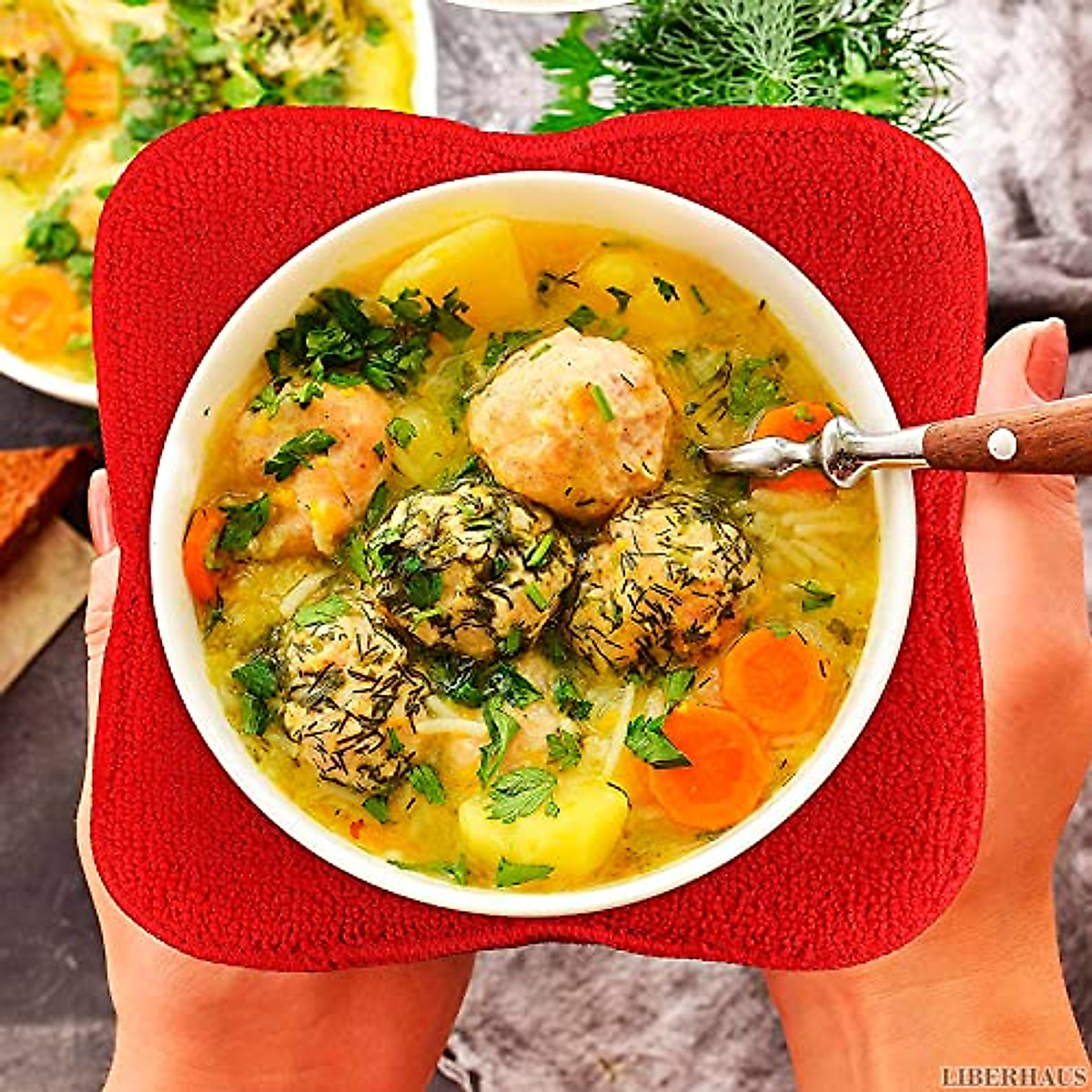 Small Microwave Bowl Huggers - Polyester Bowl Holders For Hot Food Hot Plate Holder Microwave Bowl Cozy Huggers - Heat Resistant Plate Hot Pads Microwave Hand Warmers Reusable Kitchen Gadget liberhaus