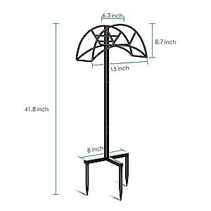 TomCare Garden Hose Holder Detachable Metal Water Hose Holder Hose Hanger Heavy Duty Free Standing Hose Storage Stand for Outside Yard, Black