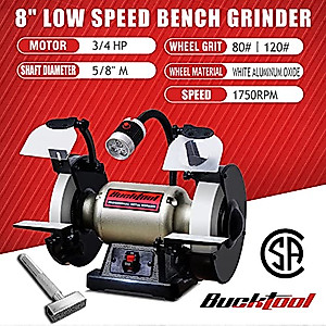 BUCKTOOL 8Inch Low-Speed Bench Grinder fit CBN Wheel Professional Wobble-free Wheel Grinder TDS-200C4HL