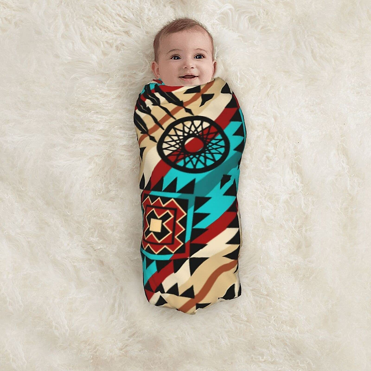 Native American Aztec Navajo Western Swaddle Blankets Newborn Muslin Swaddle Blankets Receiving swaddling Blankets Large Wrap Silky Soft Gifts for Baby boy Girls